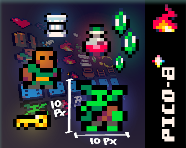 60x PICO-8 roguelike sprites by TheLastMage