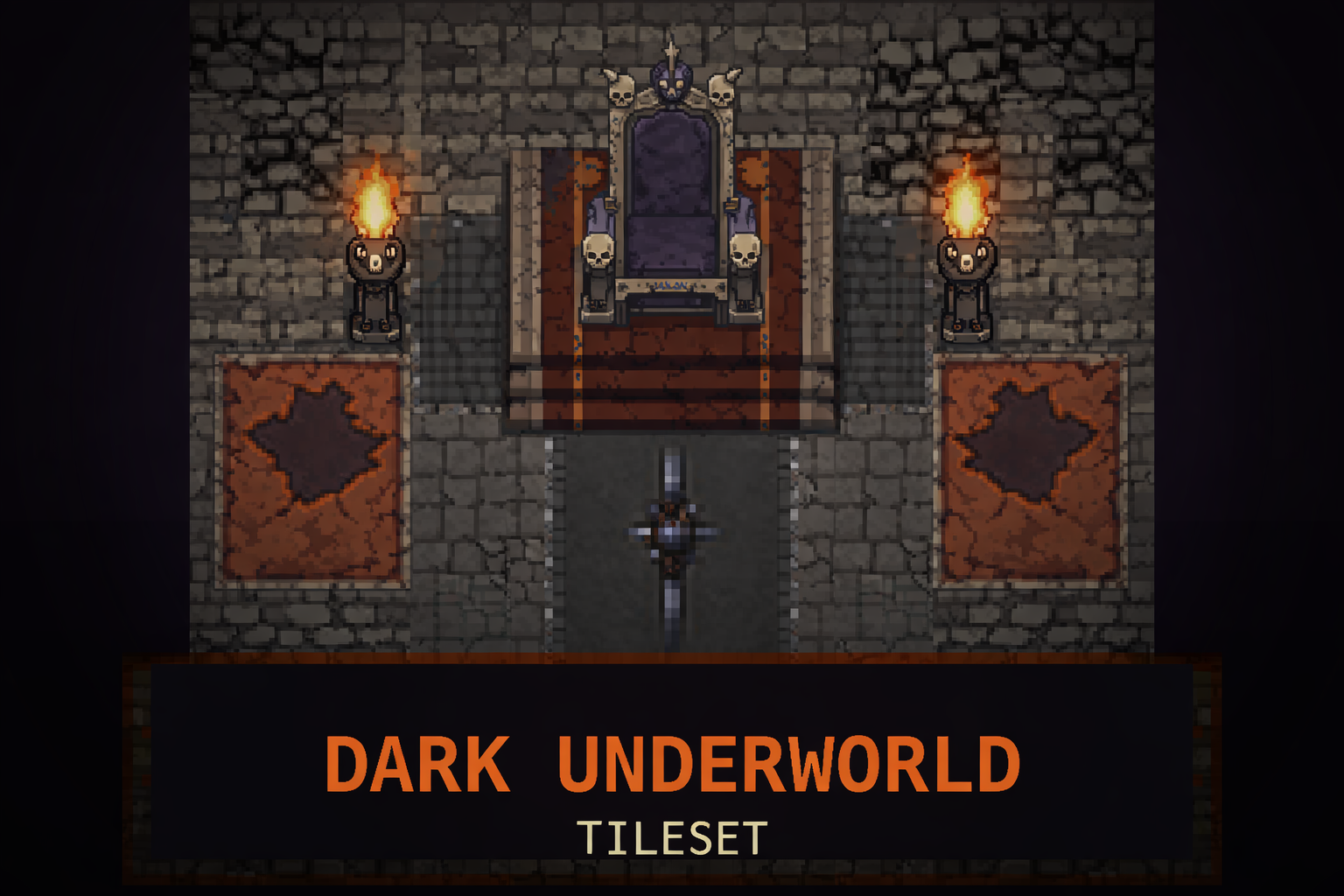 Dark Underworld 32x32 Pixel Art Tiles (100 Pack) by Hollow Pixel