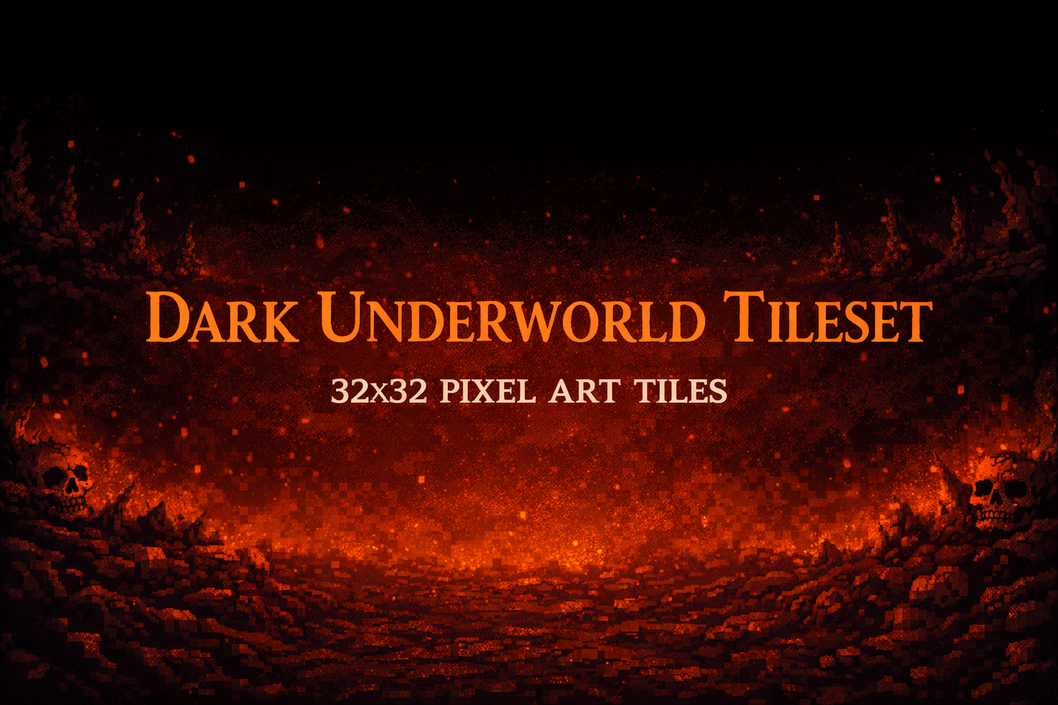 Dark Underworld 32x32 Pixel Art Tiles (100 Pack) by Hollow Pixel