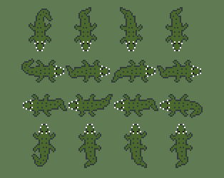 2D Pixel Alligator Sprite Sheet by lollipopak