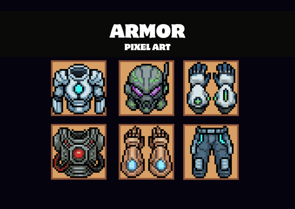 SCI-Fi Armor Icons Pixel Art by Pixel-Banner