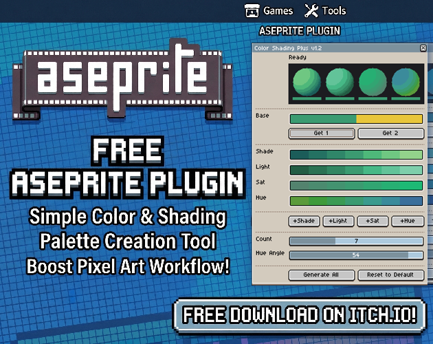 Free Aseprite Script: Color Shading Plus v1.2 - aseprite color shading ...