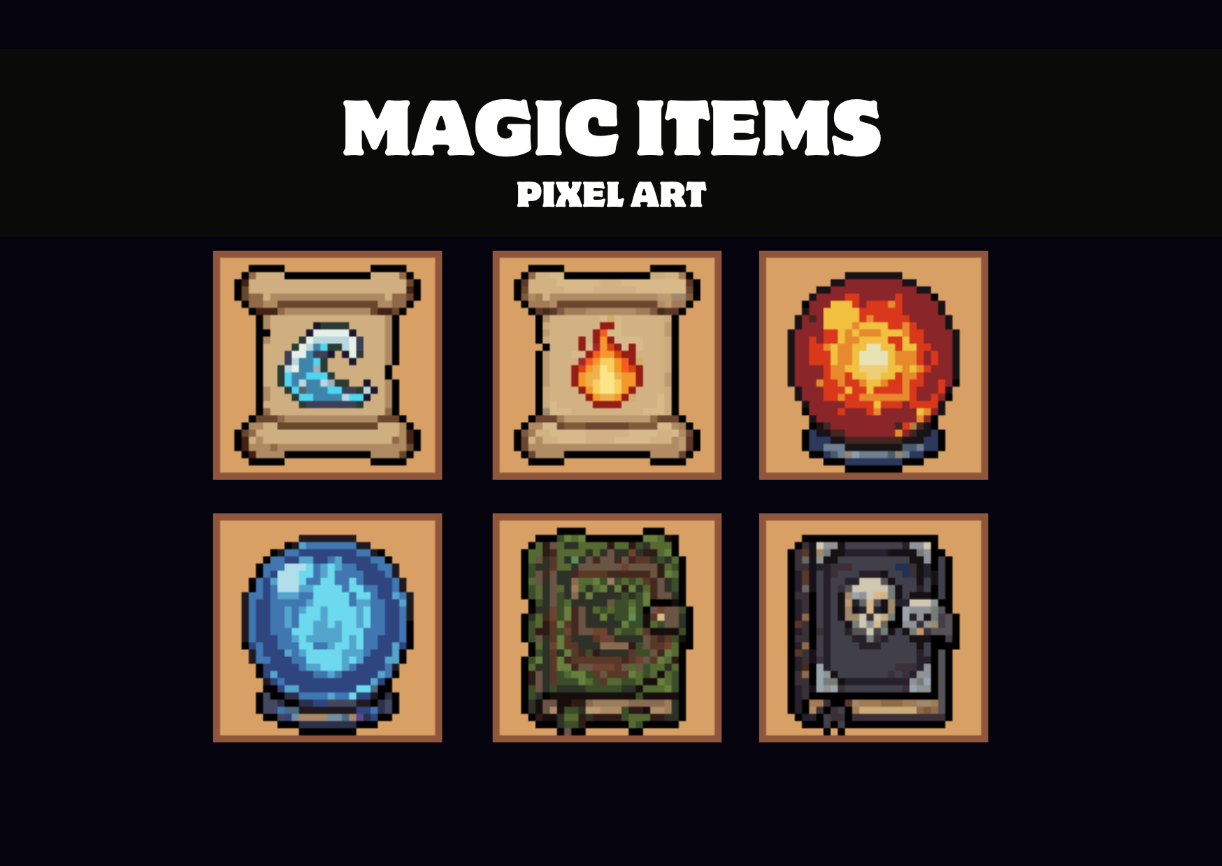 Magic Items Icons Pixel Art by Pixel-Banner