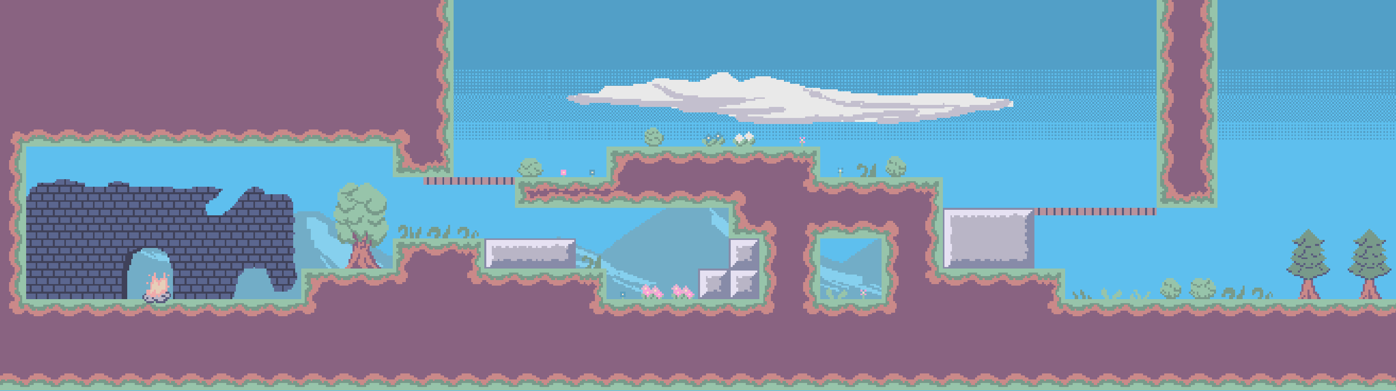 Pastel 16px Style Platformer – Grass Field Tileset by Karrasu
