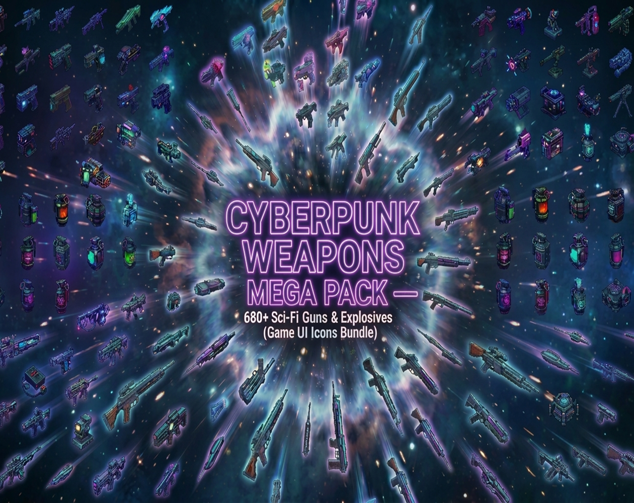 Cyberpunk Weapons Mega Pack — 680+ Sci-Fi Guns & Explosives (Game UI ...