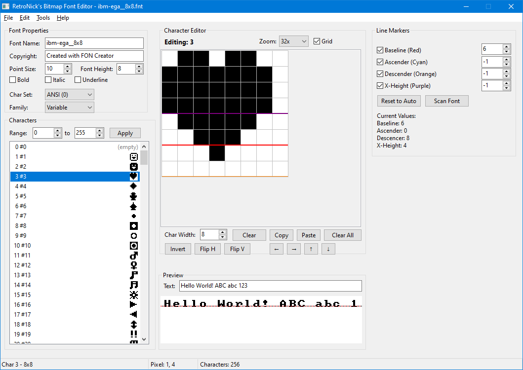 RetroNick's Bitmap Font Editor for Windows 7/8/10/11 by RetroNick2020