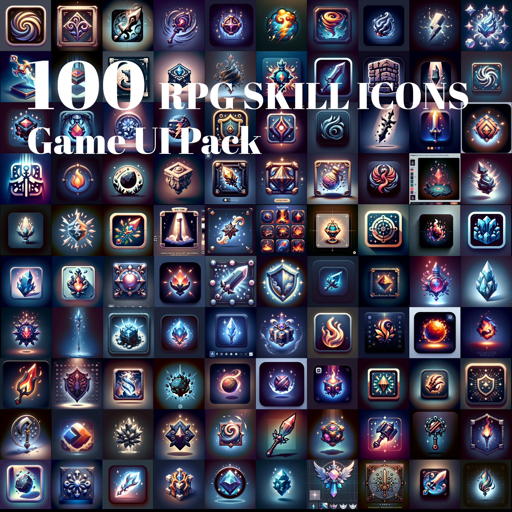100 Fantasy RPG Skill Icons - Game Asset Pack by PROJECT MUTANT