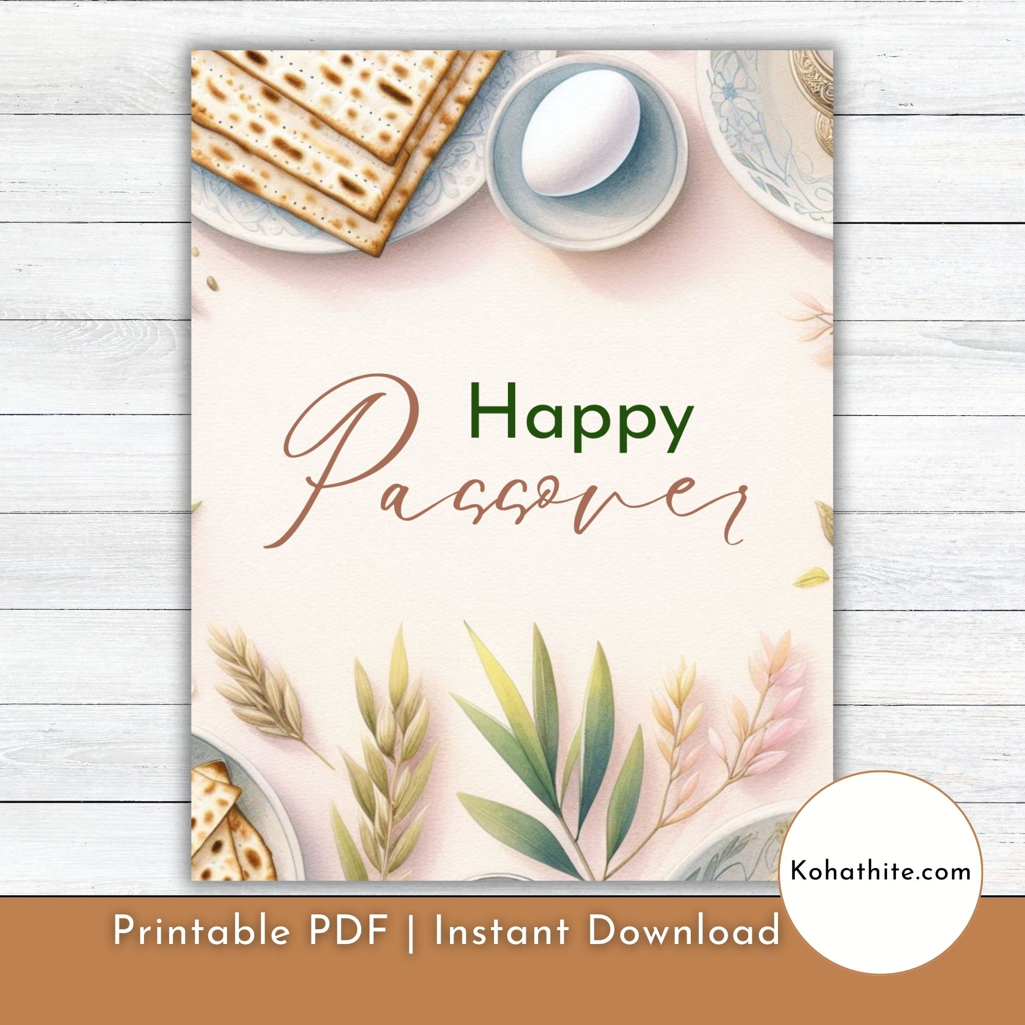 Passover Printable Greeting Card - Watercolor Pastels - Passover Meal ...