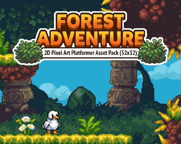 Forest Adventure – 2D Pixel Art Platformer Asset Pack (32x32) by Pozac