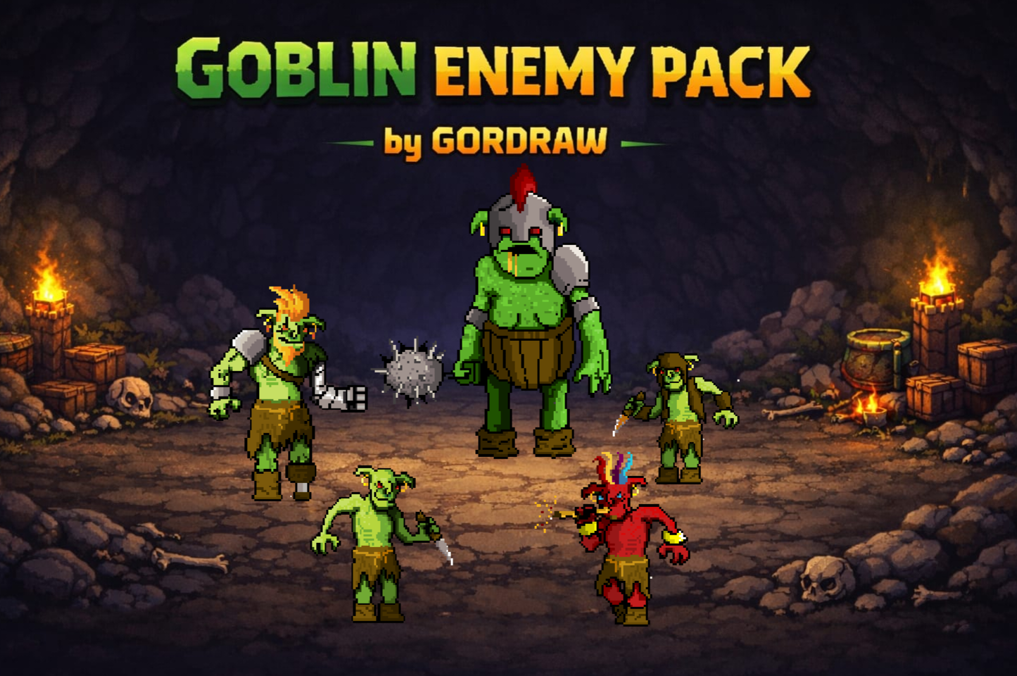 Goblin Enemy Pack – Pixel Art Enemies, MiniBoss and Boss (2D Game ...