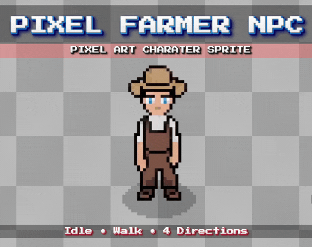 Pixel Farmer NPC – Pixel Art Character Sprite by MutterPixel Studio