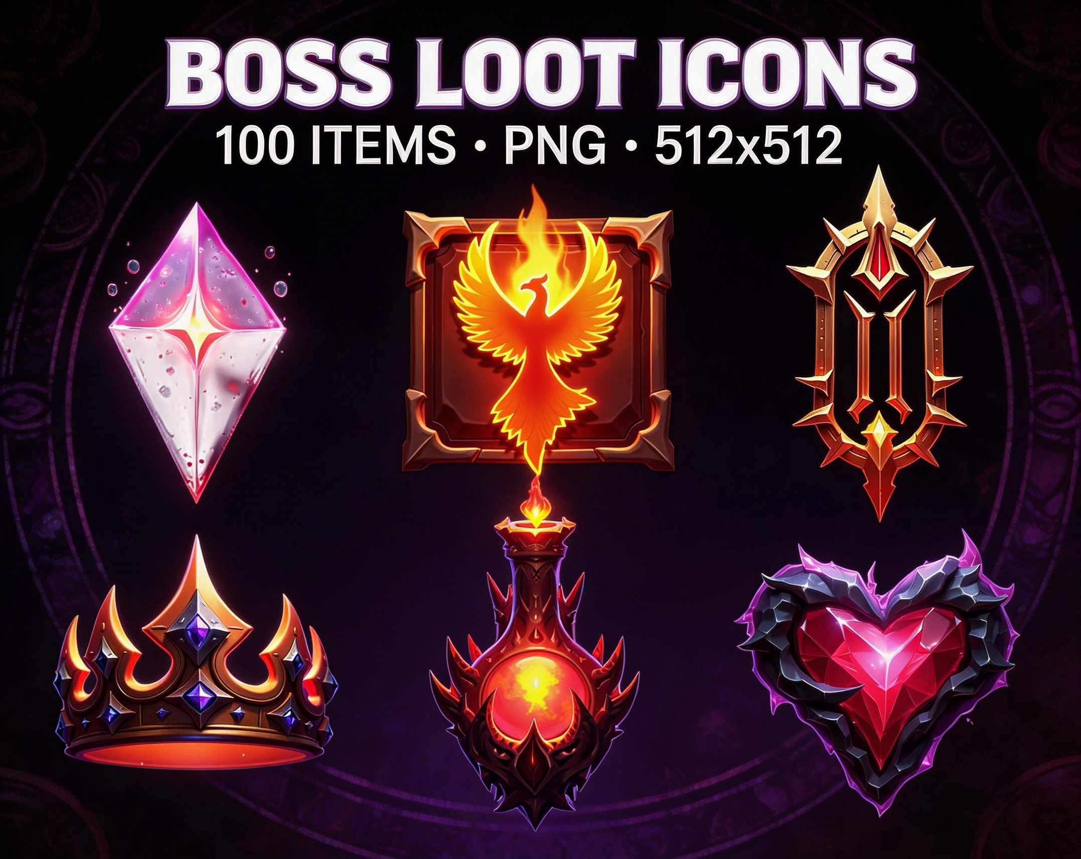 RPG Item Icons Pack – Boss Loot (100 Icons) by Bigwan Studio