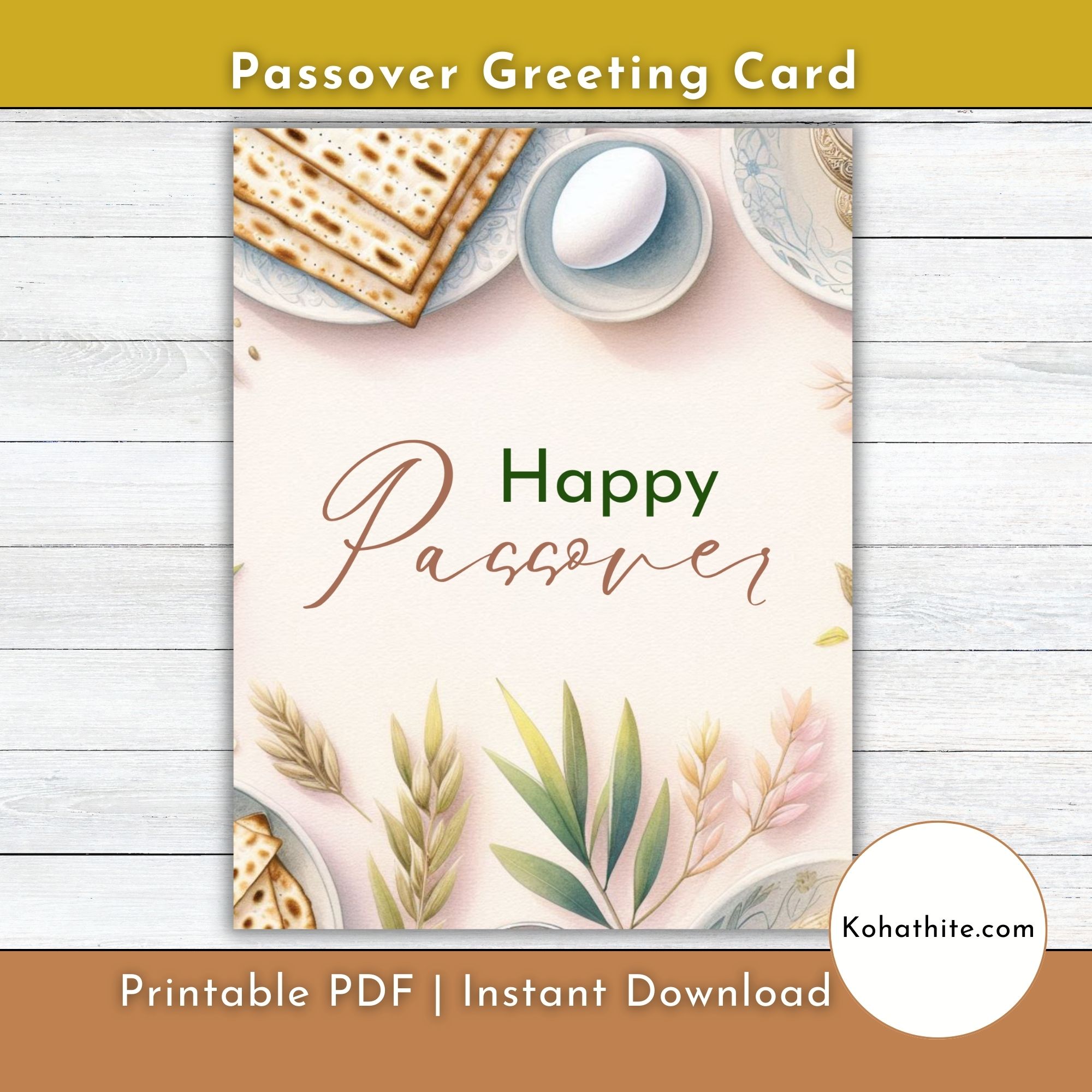 Passover Blessings - Seder Passover Greeting Card Printable by Qeliq