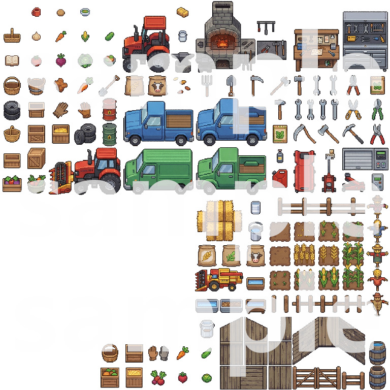 Farm Tileset - Pixel Art Farming Game Assets by Cute SCKR