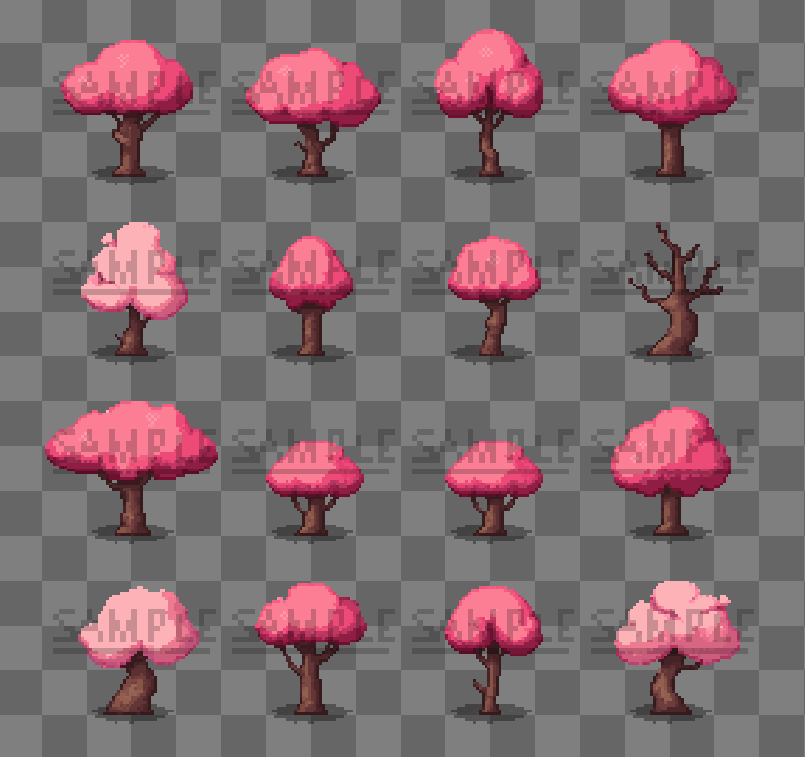 Cherry Blossom Trees Pack – Pixel Art (32x32, Top-Down) by MutterPixel ...