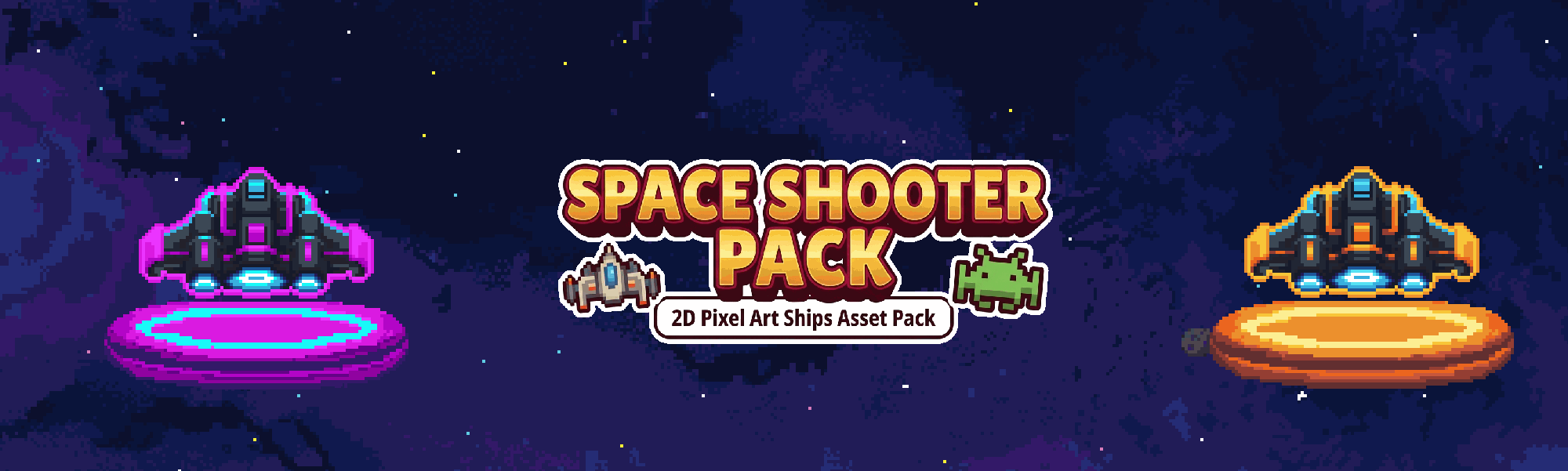 Space Shooter Pack – 2D Pixel Art Ships Pack by Pozac