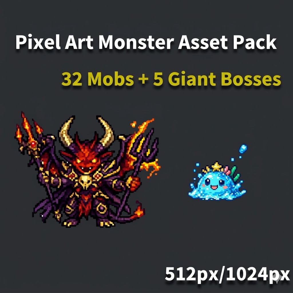 [Asset Pack] Pixel Art Monsters (32 Mobs + 5 Bosses) | Commercial Use ...
