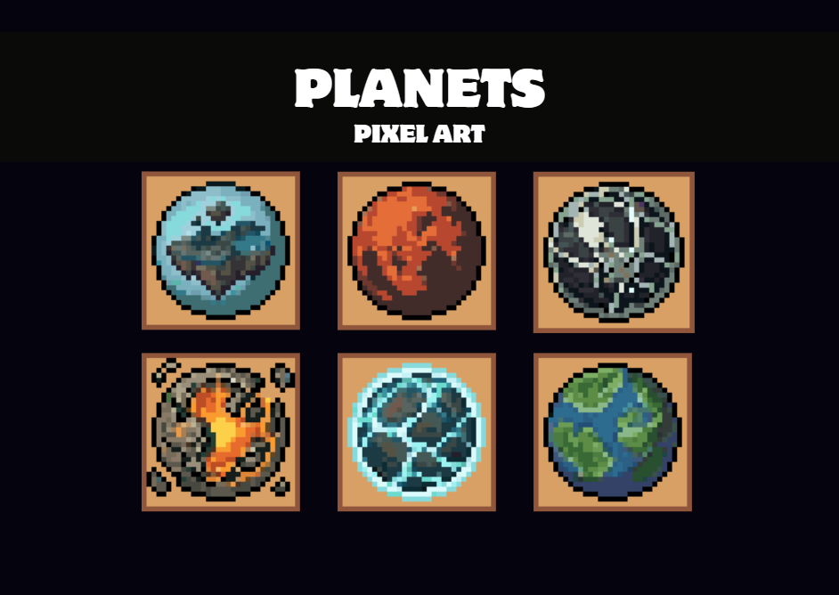 SCI-FI Planets Icons Pixel Art by Pixel-Banner