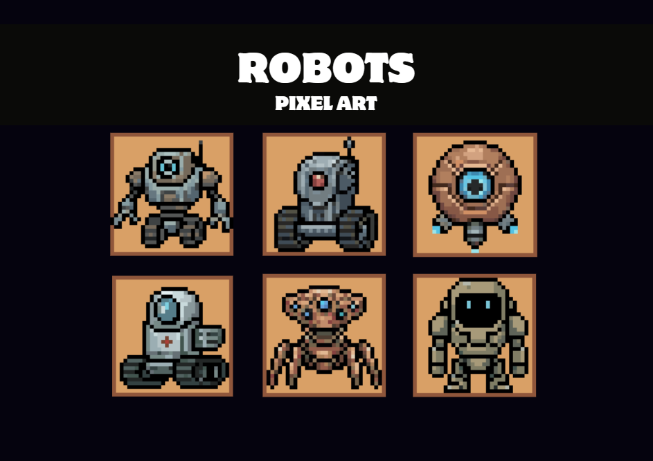 SCI-FI Robots Icons Pixel Art by Pixel-Banner