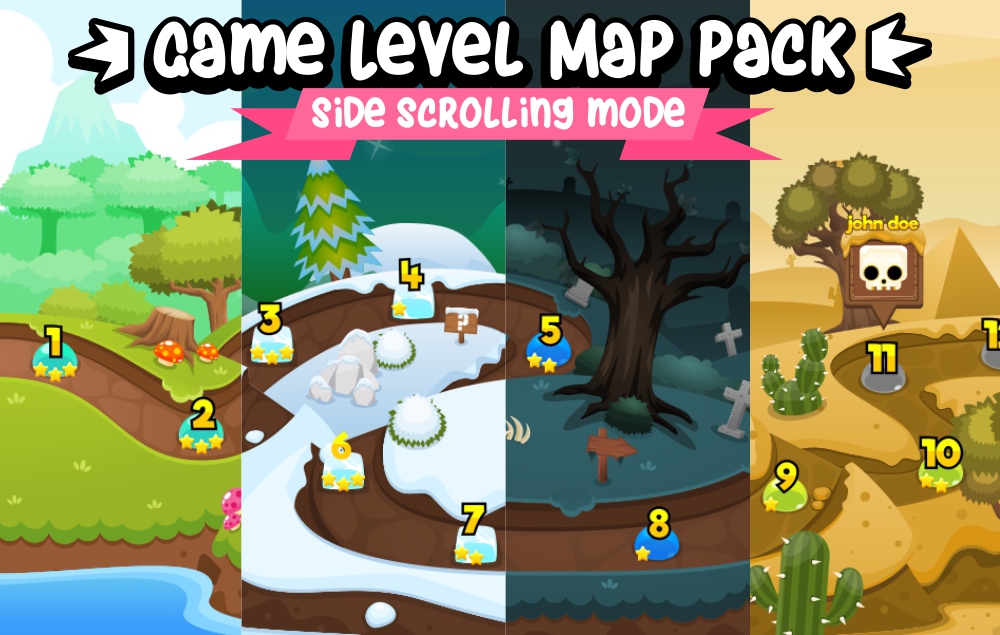 Horizontal Game Level Map Pack by pzUH