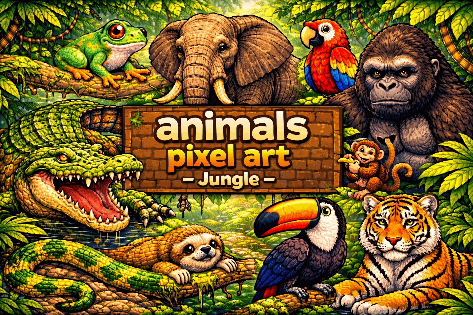 Animals pixel art - jungle by Shawn.Yao