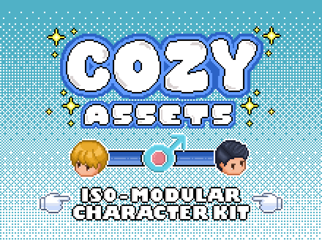 COZY ASSETS - Iso Modular Male Character Kit (Idle + Walk + Sit) by Klimmos