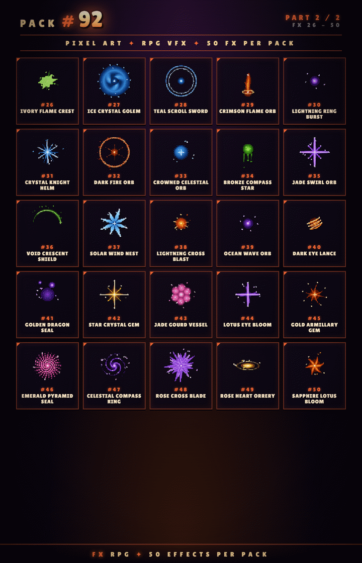 Fx Effects Pixel Art #92 - 256x256 | 128x128 | 64x64 | 32x32 by FX Express