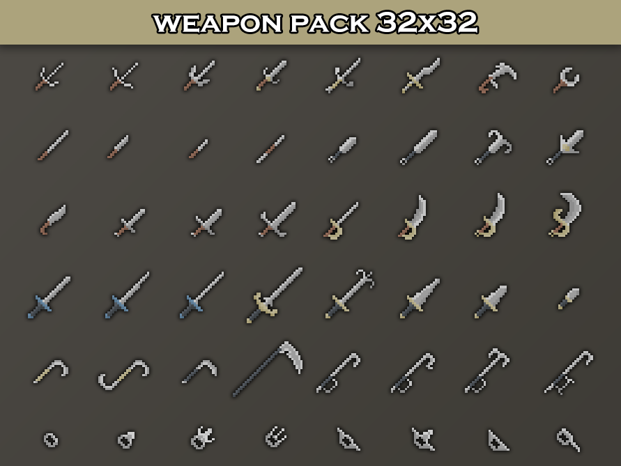 RPG Weapons - Pixel Pack 32x32 by Umoral