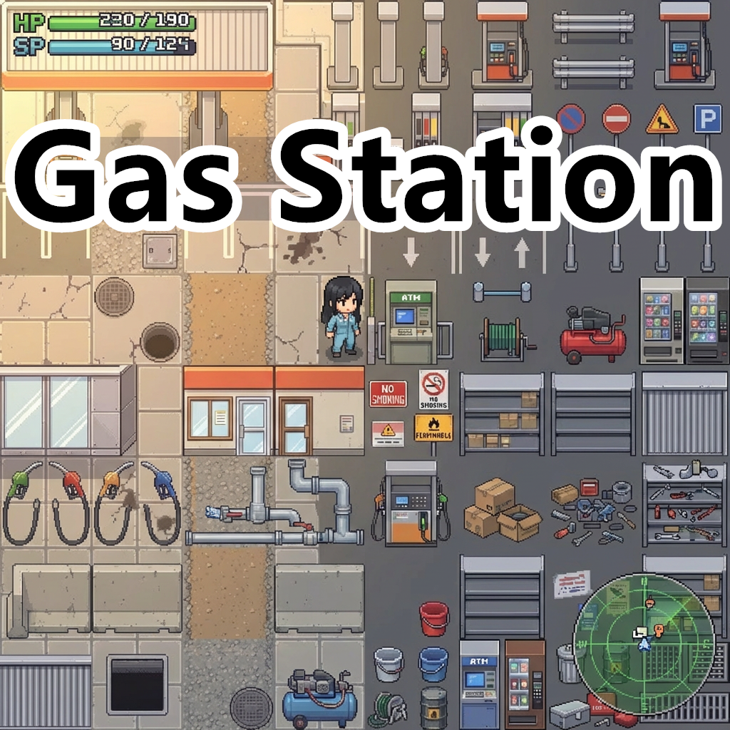 Modern Gas Station Pixel Art Tileset Pack by Cute SCKR