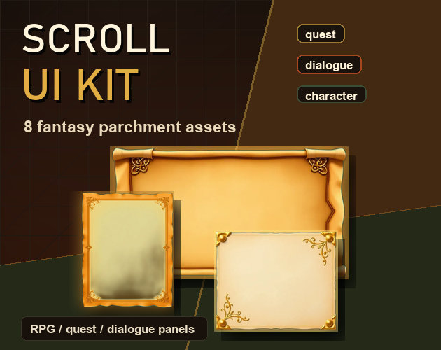 Fantasy RPG Dialogue & Quest UI Pack – Scroll Panels, Boxes & Interface ...