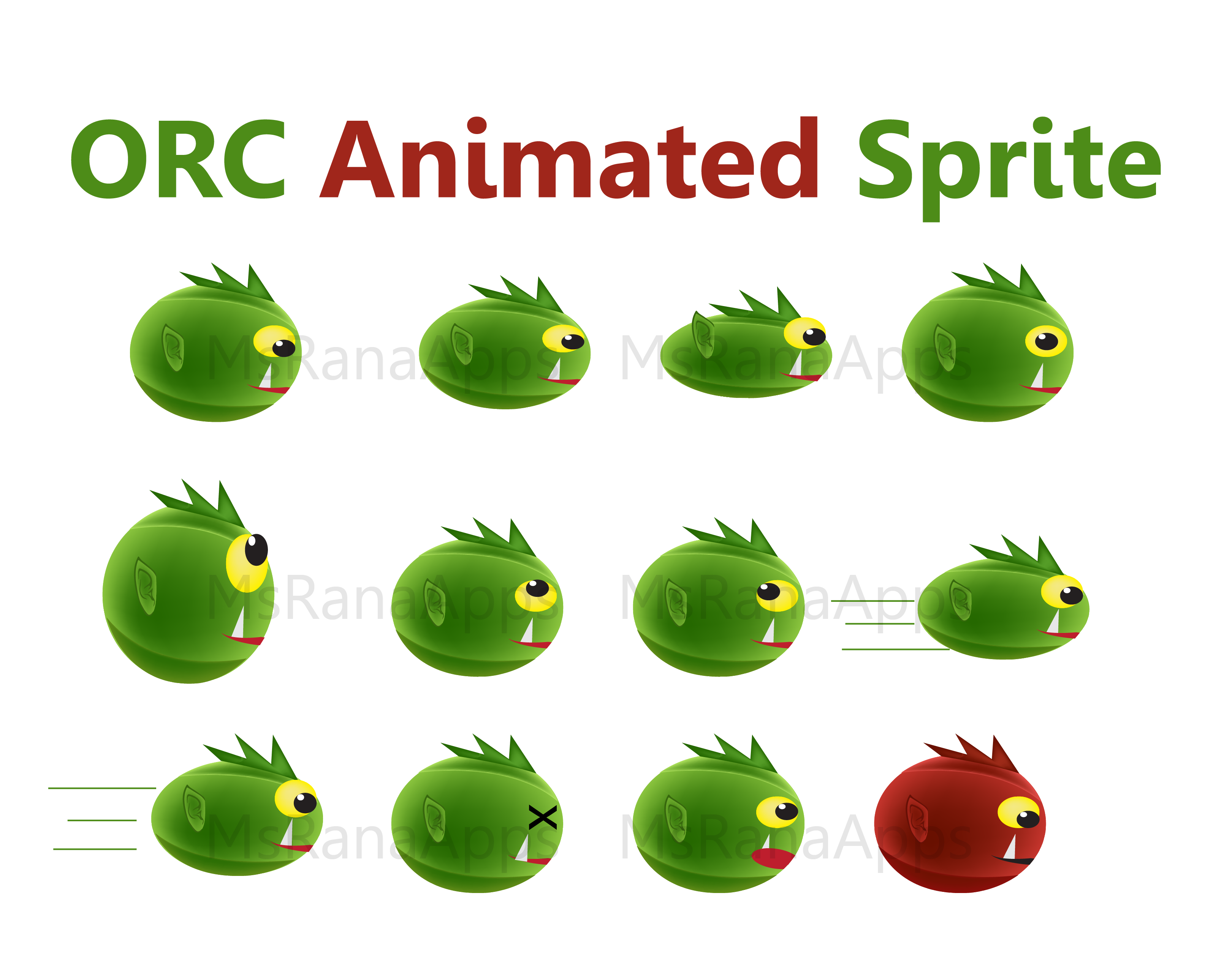 Character Sprite Animated ORC Monster by MsRanaApps