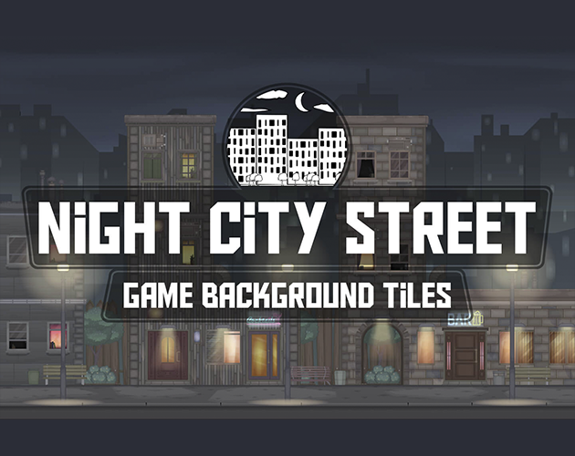 Night City Street 2D Background Tiles by Free Game Assets (GUI, Sprite ...