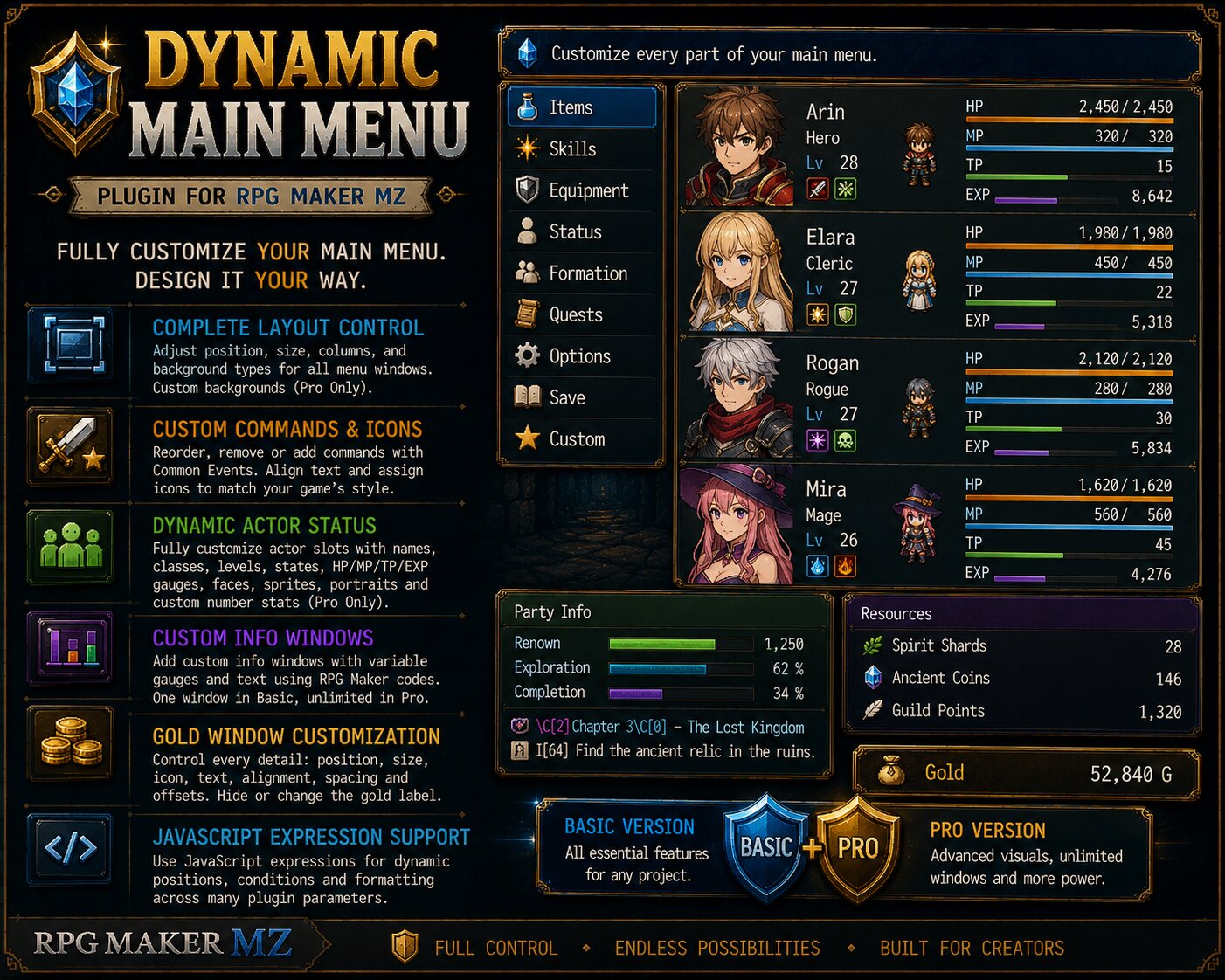 Dynamic Main Menu - [MZ] by Dungeonmind