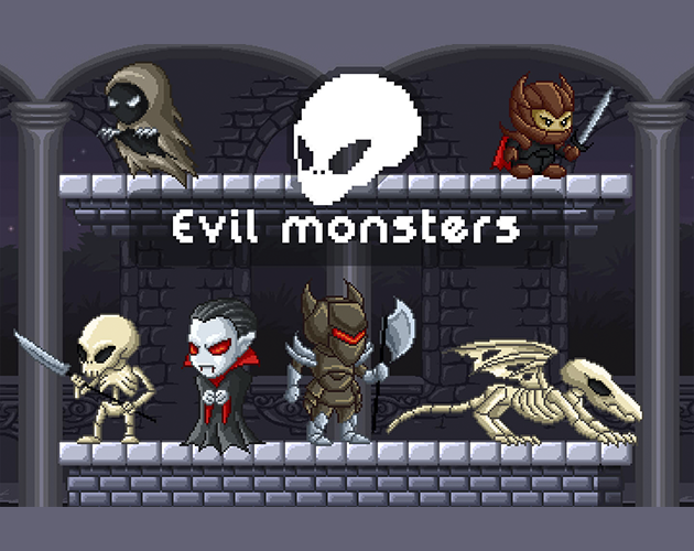 Evil Monster Sprites Pixel Art by Free Game Assets (GUI, Sprite, Tilesets)