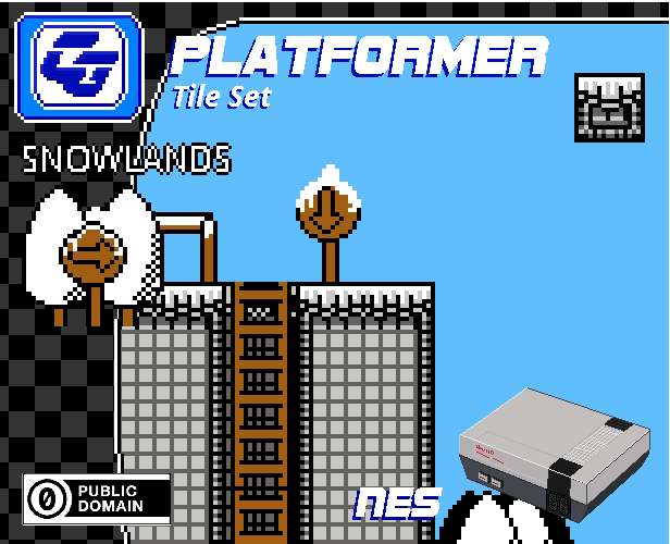 Platformer Asset Tile Set 'Snowlands' NES by chasersgaming