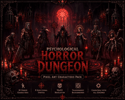 Psychological Horror Dungeon Characters Pack by SakPix