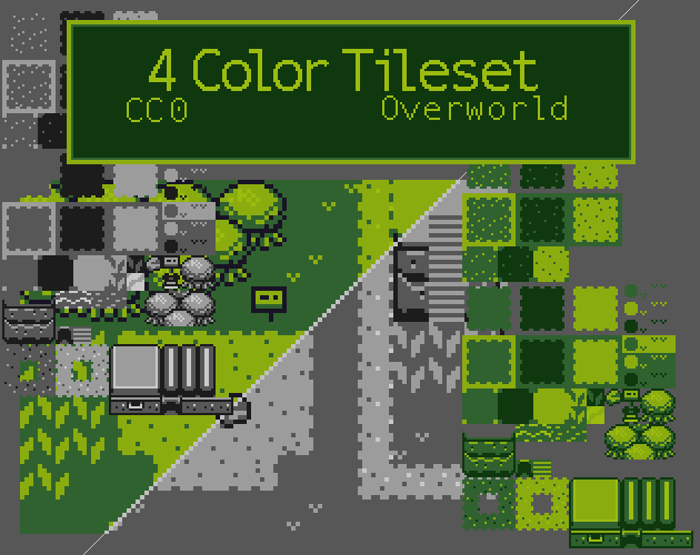 4 Colour Overworld Tileset by Stealthix