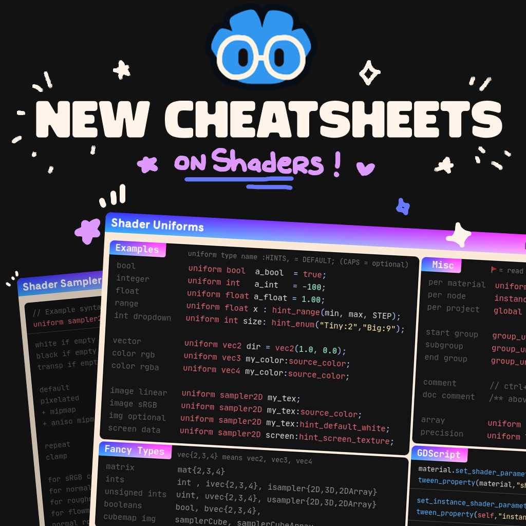 Ready-To-Go: new shaders cheatsheets - Godot Cheatsheet Viewer by ...