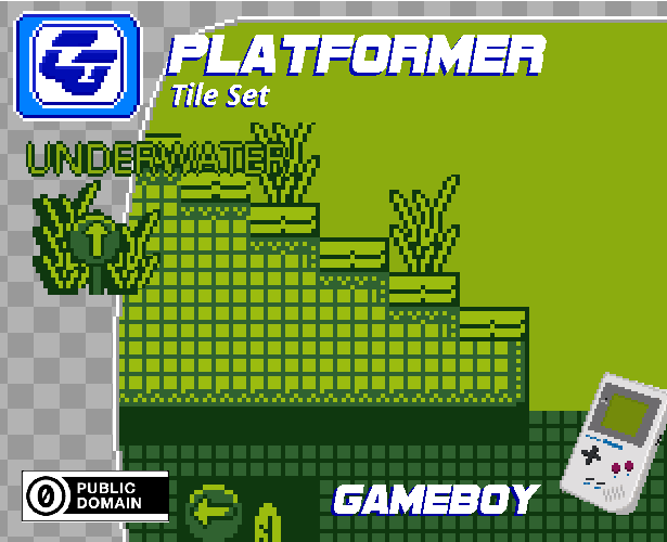 PLATFORMER Assets Tile Set 'Underwater Lands' GB by chasersgaming