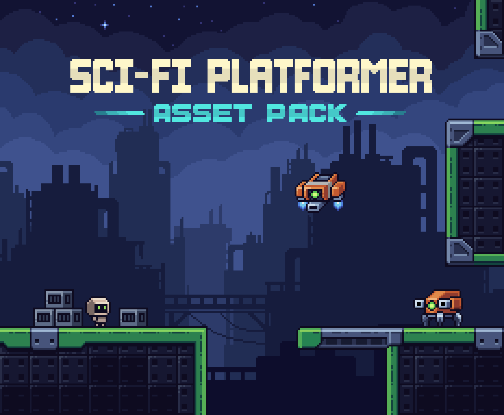 Background wall rework - Sci-fi Platformer - 16x16 Asset Pack by Wrabit