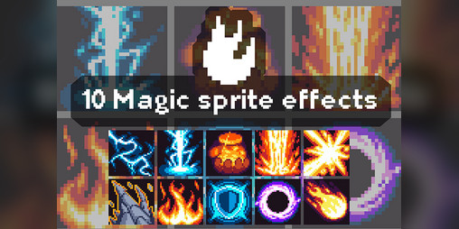 Pixel Art Magic Sprite Sheet Effects by Free Game Assets (GUI, Sprite ...