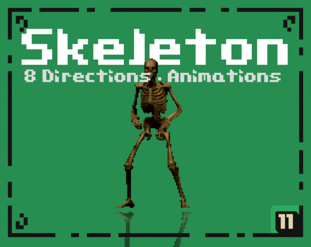 New Release: 8 Directional Skeleton Sprite Pack - Skeleton Enemy Pack ...