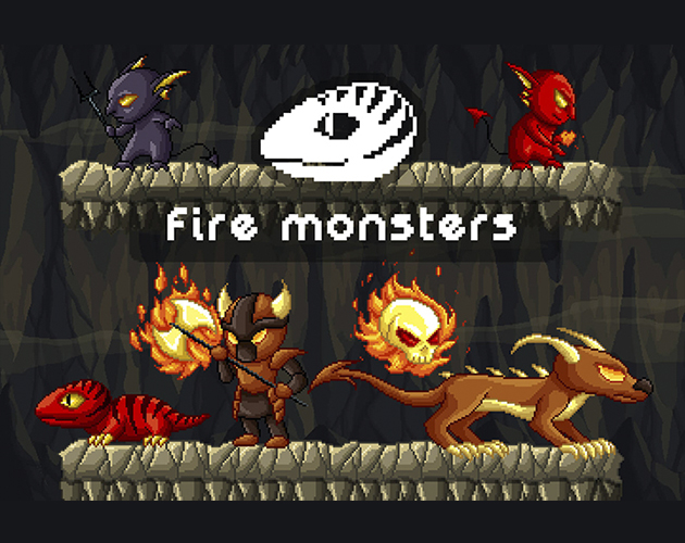 Fire Monster 2D Sprites Pixel Art by Free Game Assets (GUI, Sprite ...