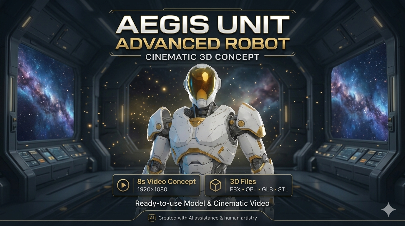 Aegis Unit Advanced Robot: 3D Model & Cinematic Video Asset by Factex@Lab
