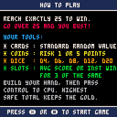We have a title screen and gameplay rules! - Twenty Five! (WIP) by ...