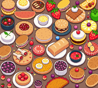 Free Pixel Art Food Pack – 40 Items for Games by JedimeisterX