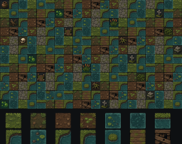Cursed Swamp Pixel Tileset Pack by godboyhappy