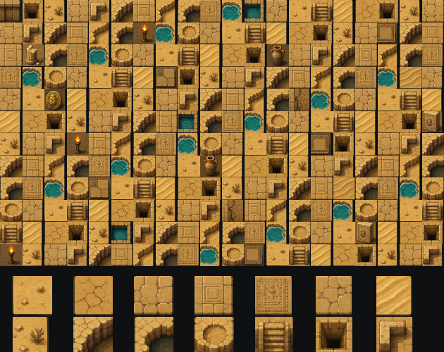 Sunken Desert Temple Pixel Tileset Pack by godboyhappy