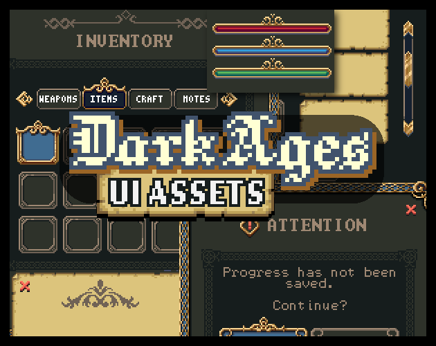 Dark Ages UI - Pixel Art Asset Pack by Hypnobius