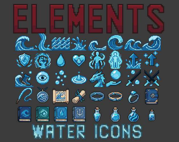 Water Icons (skills, abilities and items) - Elements by Shaade